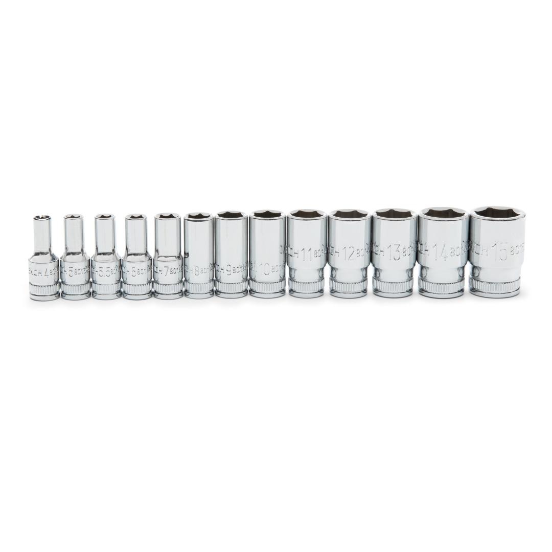 13 Pc. 1/4" Drive 6 Point Mid-length Metric Socket Set