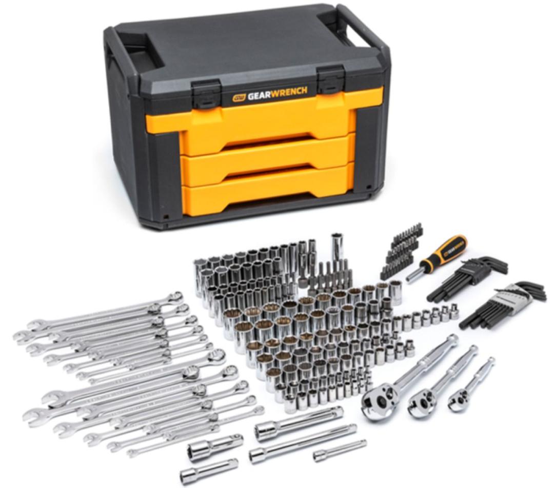 219 Pc. Mechanics Tool Set in 3 Drawer Storage Box