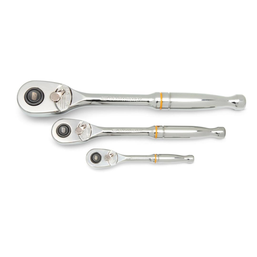 3 Pc. 1/4", 3/8”, 1/2" Dr. 90T Quick Release Ratchet Set