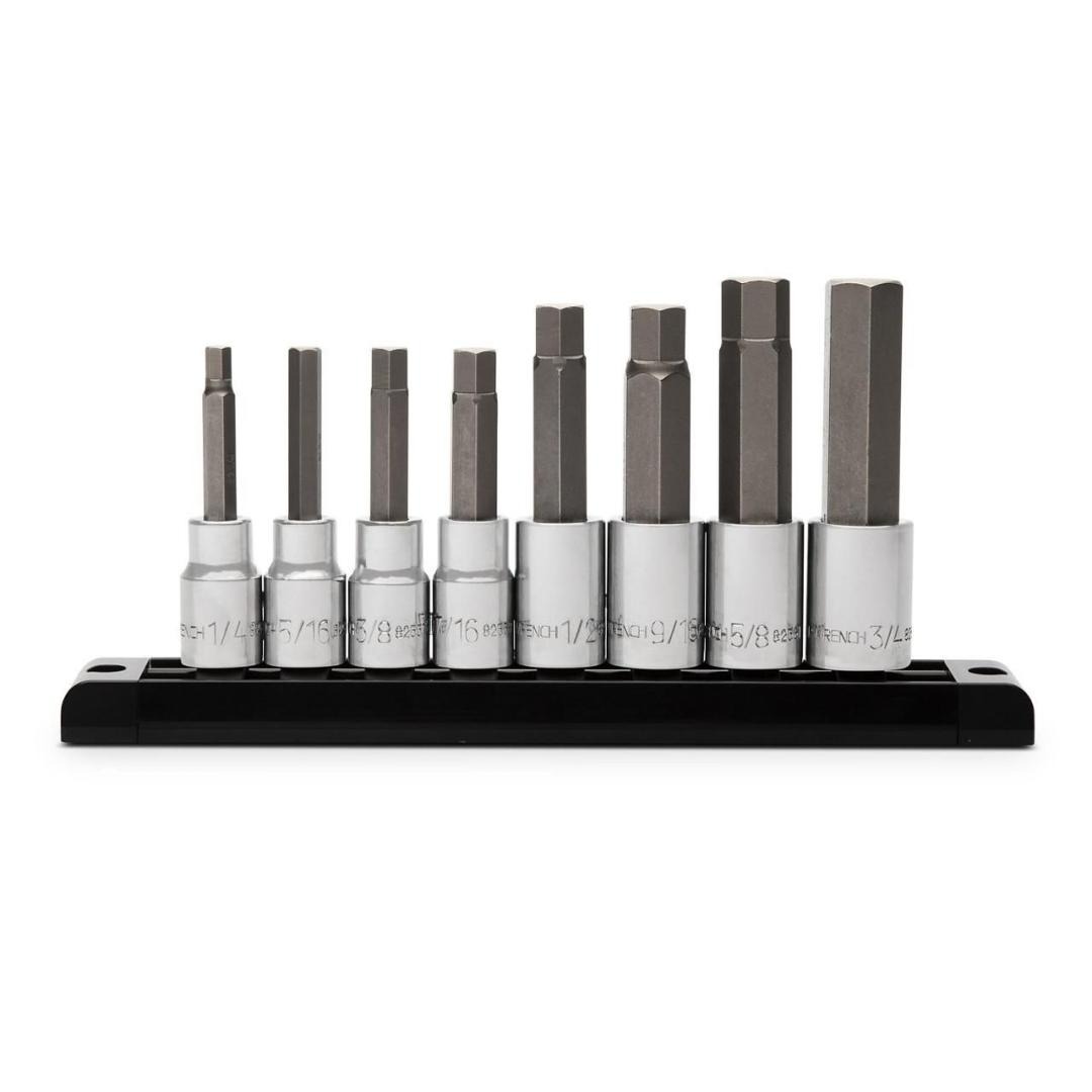 8 Piece 1/2" Drive SAE Mid Length Hex Bit Socket Set