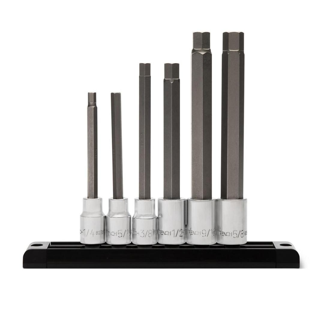 6 Piece 1/2" Drive SAE Long Hex Bit Socket Set