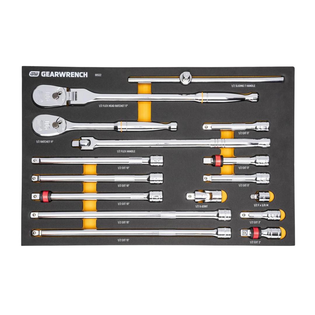 16 Pc. 1/2" 90-Tooth Ratchet & Drive Tool Set