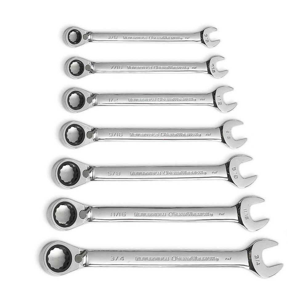7 Pc. 72T Reversible Ratcheting SAE Wrench Set