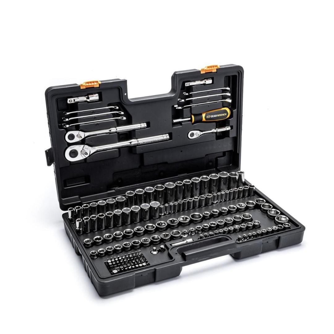 185 Pc 1/4”, 3/8”, & 1/2" 72T SAE/MM Mechanics Hand Tool Set