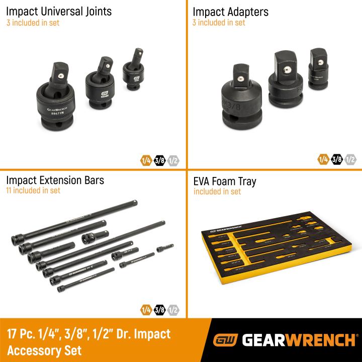 Impact Drive Tool Accessories Set with Foam Storage Tray