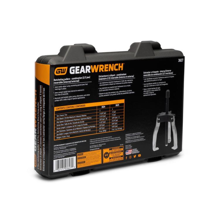 2 & 5 Ton 2 or 3 Jaw Internal/External Ratcheting Puller Set