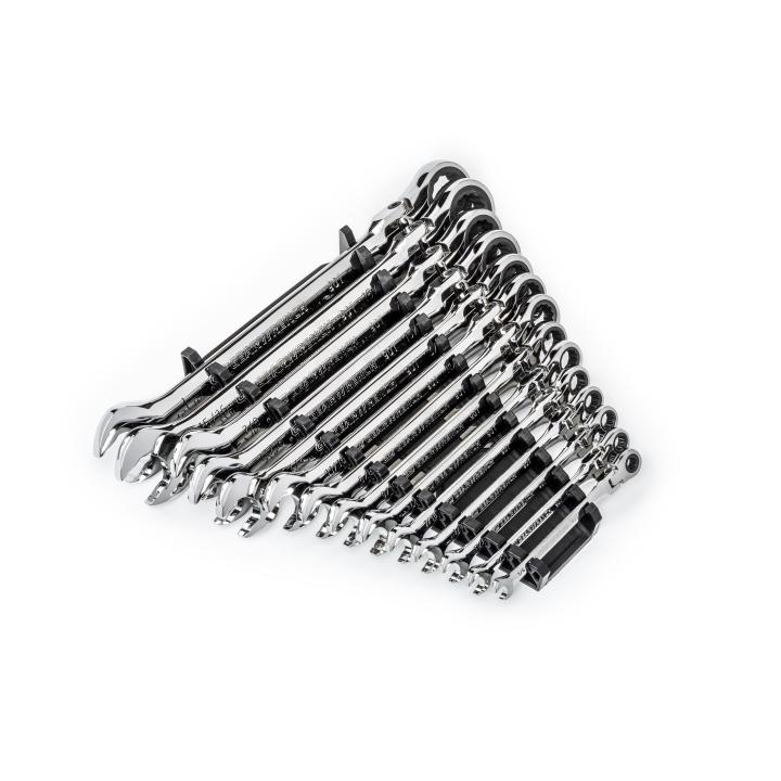 14 Pc. 90T 12 Pt Flex Ratcheting Combination SAE Wrench Set