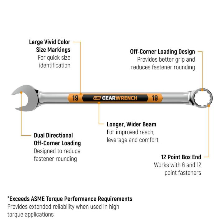 15 Pc 12 Pt Metric Hi-Viz Combination Wrench Set